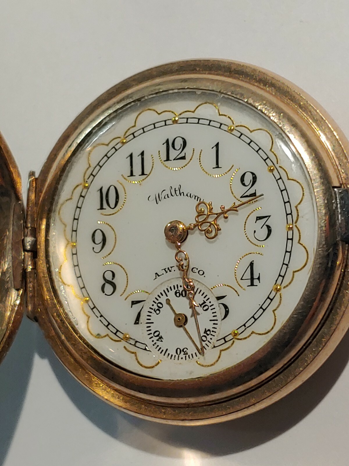 *Waltham*AntiqueSet:18kt.Gold Field Pocket Watch "Bro… - Gem