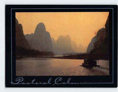 Postcard Pastoral Calm Boat Landscape Trees Plants River Nature | eBay