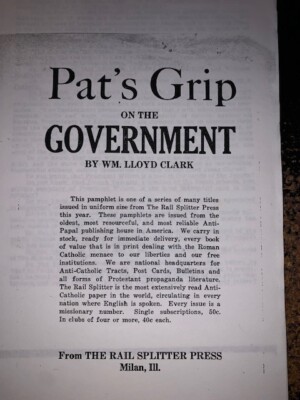Pat's Grip On The Government?~Roman Catholic Conspiracy?~Jesuits~U.S ...