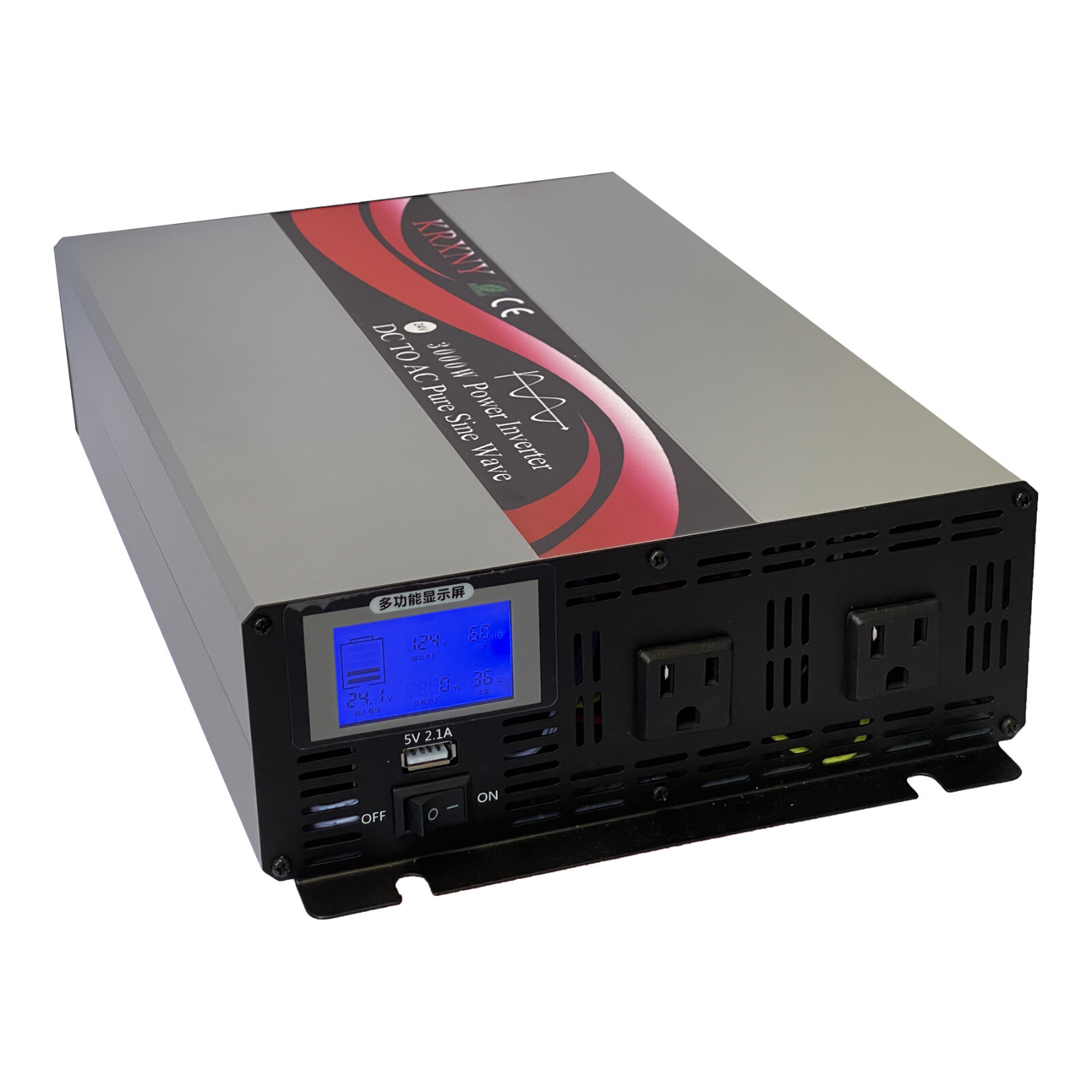 3000W Off Grid Pure Sine Wave Power Inverter 12V 24V 48V DC to 120V AC ...