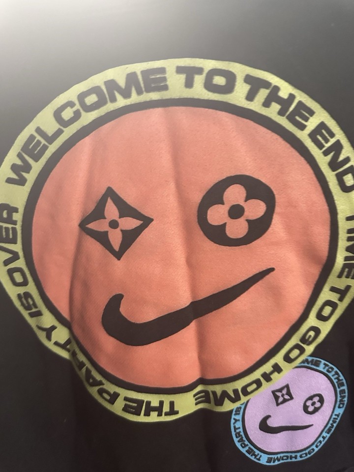 “End Time Go Home Baby” Smiley Hoodie – Unofficial Nike/LV Parody (M/L ...