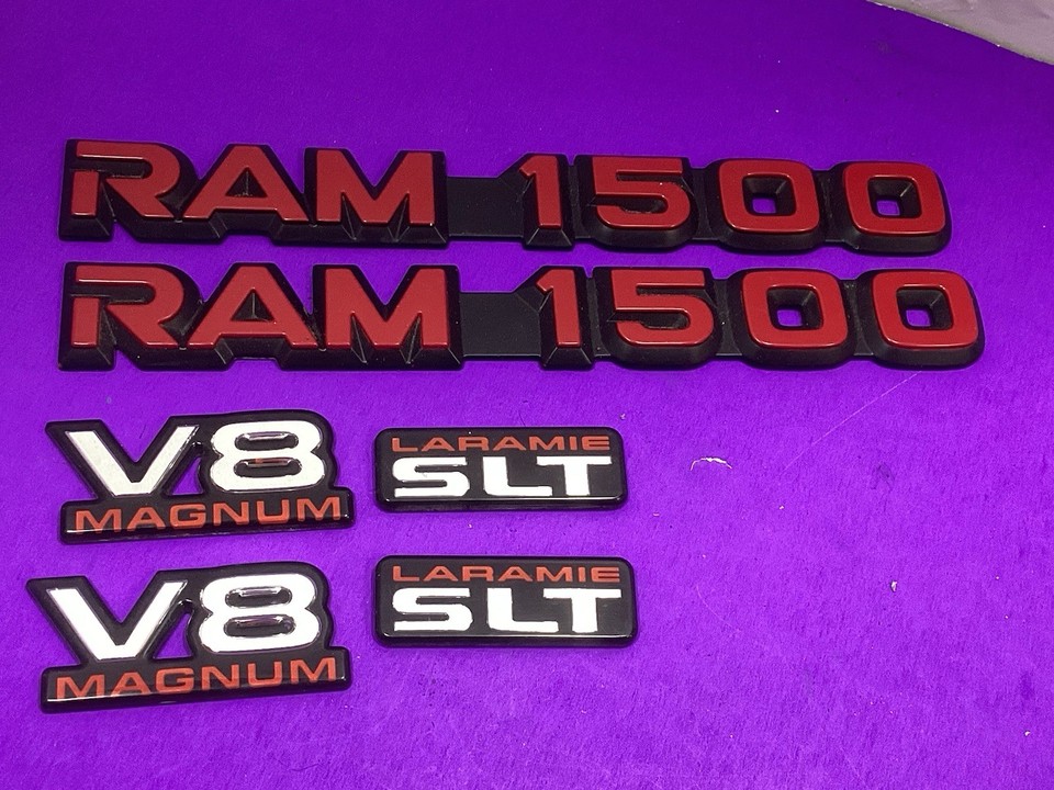 94 - 01 DODGE RAM 1500 DOOR CAB V8 MAGNUM SLT EMBLEMS LH RH BADGES ...