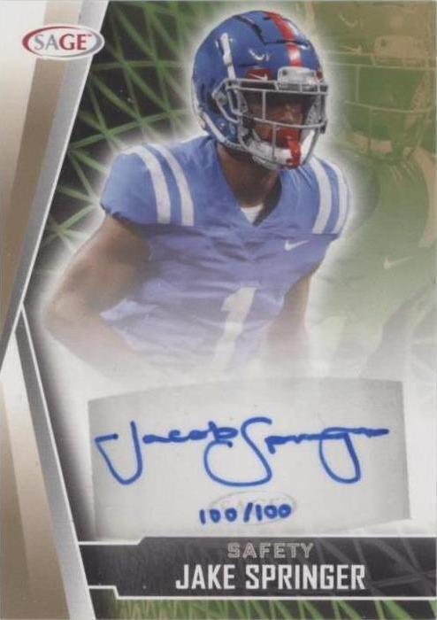 2022 SAGE High Series - Autographs Jake Springer #A-JS3 Gold /100 (AU ...