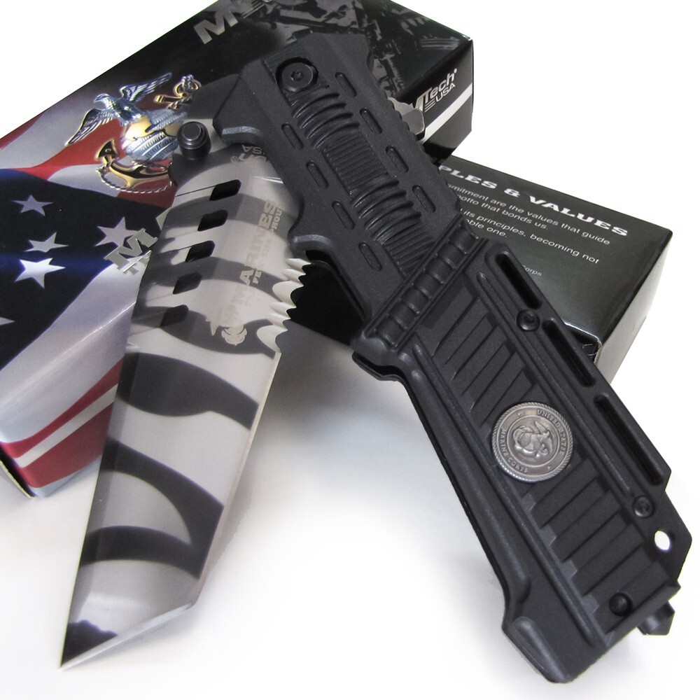 USMC Liberty Folding KNIFE Marines Linerlock Manual Folder URBAN CAMO ...