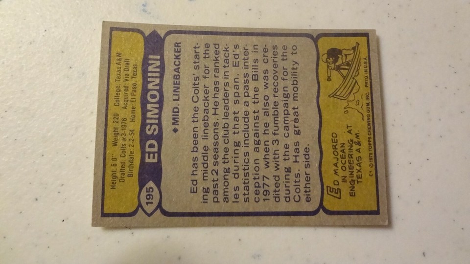 1979 TOPPS #195 ED SIMONINI FOOTBALL CARD | eBay