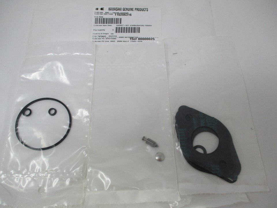 Genuine Kawasaki 11028-6316 15004-0737 Carburetor Rebuild Gasket Kit ...