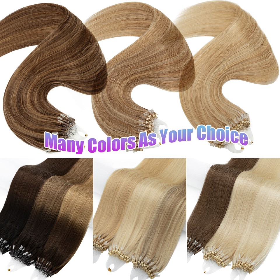 HOT Loop Micro Ring Link Hair Extensions Russian Real Human Hair Micro ...