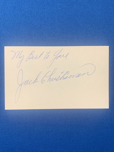 JACK CHRISTIANSEN SIGNED 3x5 INDEX CARD 3x NFL CHAMP DETROIT LIONS PSA ...