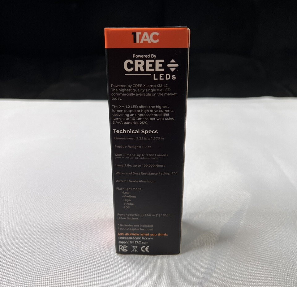 Brand New In Box-Genuine TC1200 PRO Tactical LED Flashlight 1200 Lumens ...