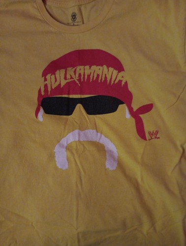 Vintage Hulk Hogan WWE Hulkamania Face Moustache Mens L T-Shirt WWF WCW ...
