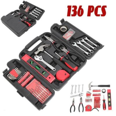136pcs Red Tool Set Household Tools Kit Box Mechanics Women Ladies with ...