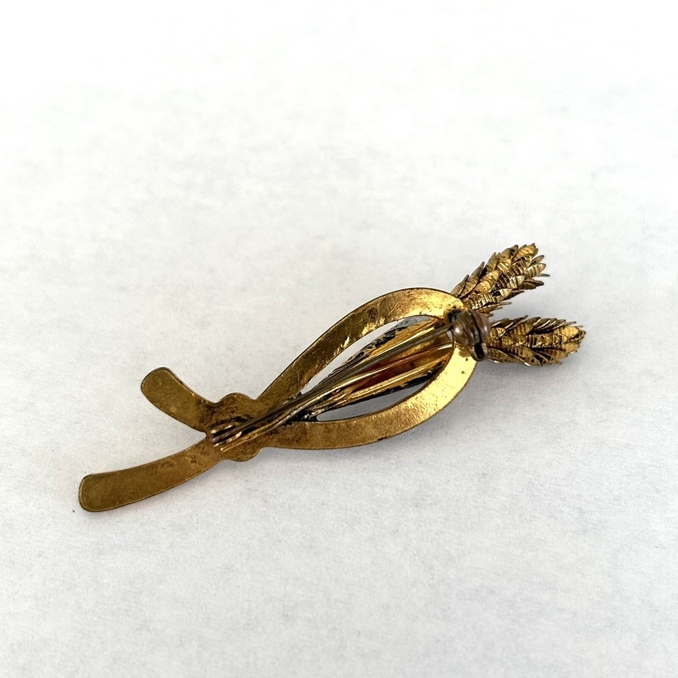 Vtg Flexible Wheat Sheaves Gold White Black Tone Metal Brooch Pin Fine ...