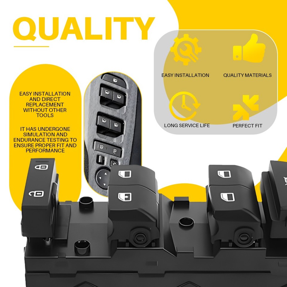 93571-M6100 Black Driver Master Power Window Switch for Kia Forte 2019 ...