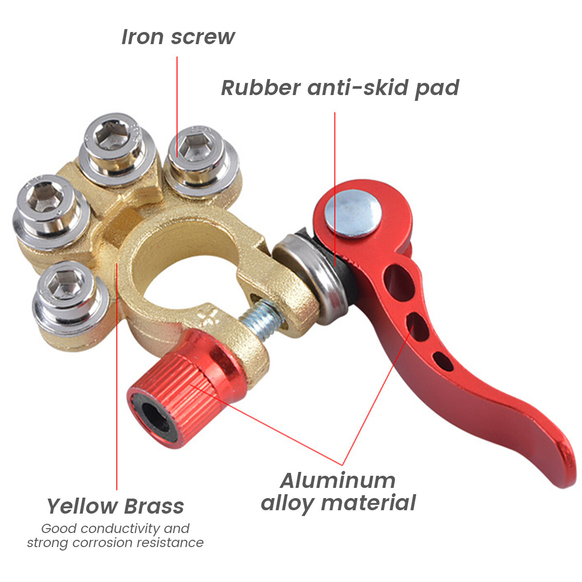 Battery Terminal Connectors 2PCS 4 Way Battery Terminals w/L-Shaped ...