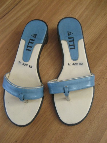 LADIES CUTE BLUE SLIP ON OPEN TOE STRAP SYTHETIC SANDALS BY ITTI - SIZE ...