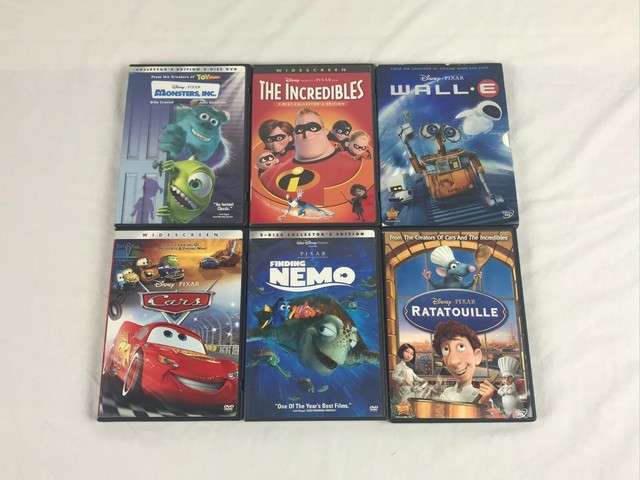 Disney Pixar DVD lot of 6 Cars Finding Nemo Ratatouille Incredibles ...