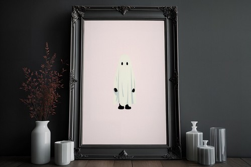 Kid in Ghost Costume Preppy Halloween poster Choose your Size | eBay