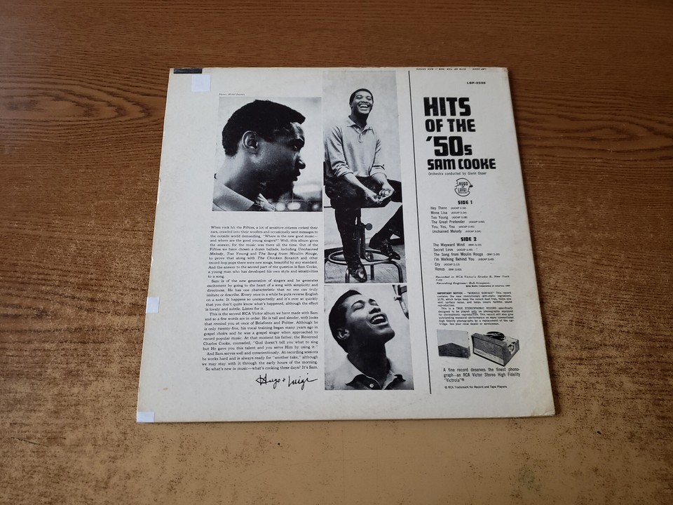 ALBUM COVER ONLY NO RECORD 1960s VG+ Sam Cooke – Hits Of The 50's 2236 ...
