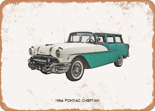 Classic Car Art - 1956 Pontiac Chieftain Pencil Sketch - Rusty Look ...