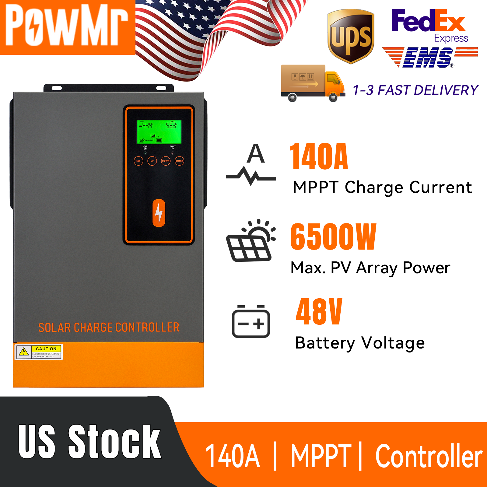 POWMR 48V 140A MPPT Solar Charge Controller PV Max500V Lithium Battery ...