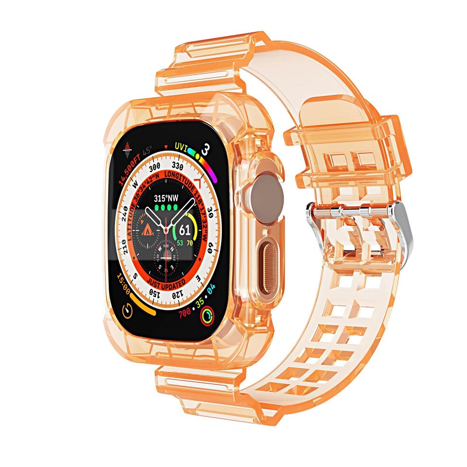 Clear Silicone Adjust Watch Band Rubber Case For Apple Watch Series 10 ...