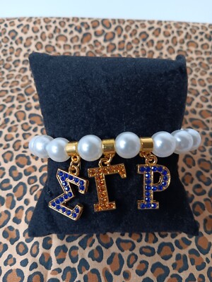 Fashion SIGMA GAMMA RHO greek Sorority Rhinestone letter Charm Pearl ...