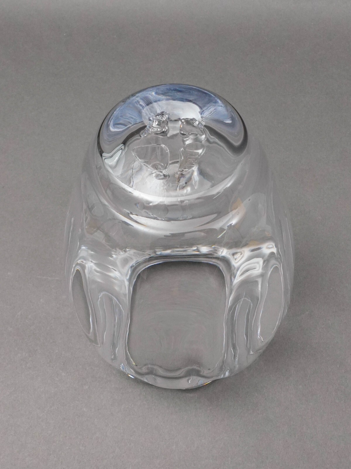 Simon Pearce Crystal Chelsea Hand Blown Optic Cinched Glass Vase Ruffle ...