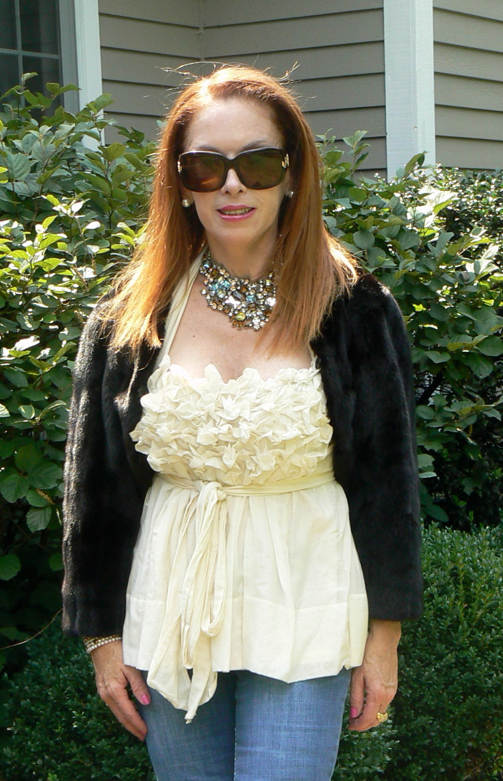 CAROLINA HERRERA BARGUZIN RUSSIAN SABLE & RANCH MINK FUR BOLERO JACKET ...