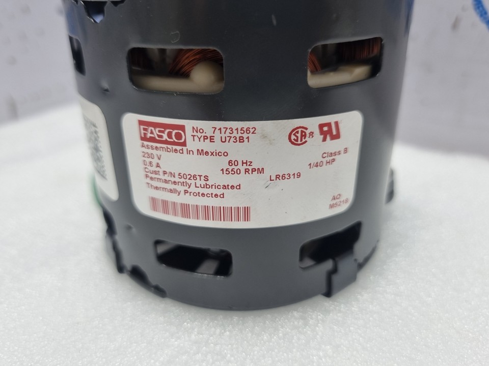 Fasco 71731562 Fan Motor Type U73B1 230V 60Hz 0.6A 1550 RPM Class B | eBay
