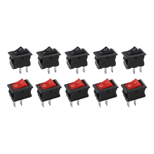 Set of 10 For Mini Rocker Switch 2 Pin ON OFF SPST 125V AC 6A 250V AC 3A | eBay Australia