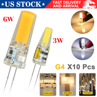 10PCS G4 LED Bi-pin Base Light Bulb 3W 6W COB Warm White Lamp 12V AC/DC ...