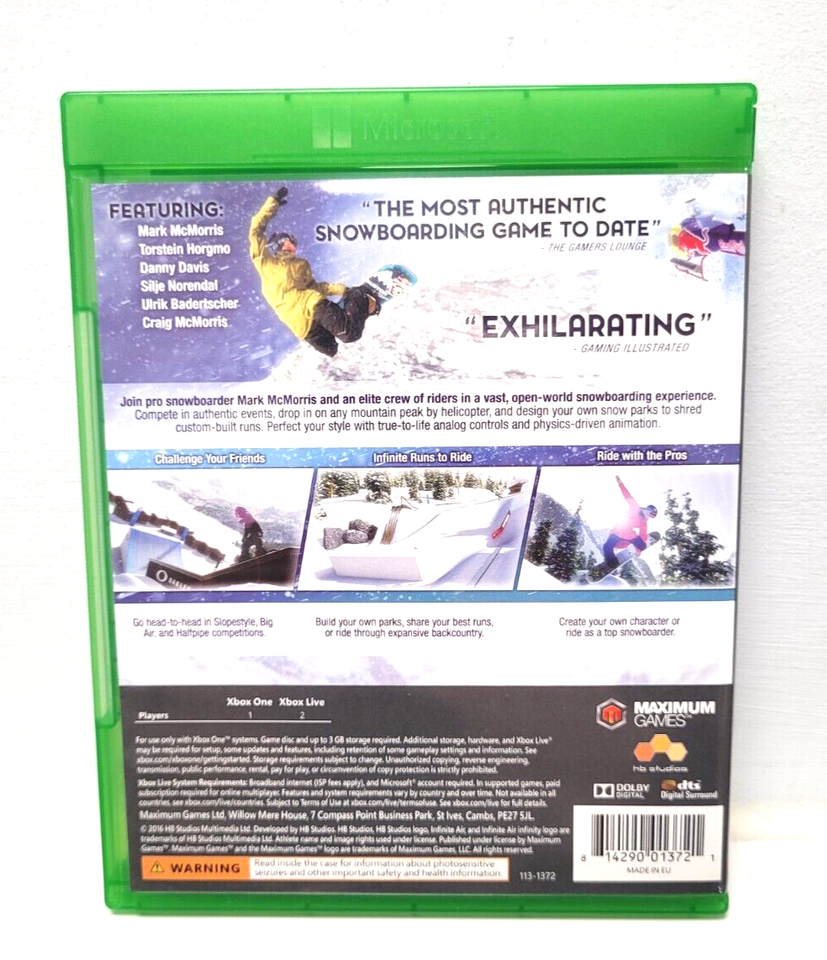 Mark McMorris Infinite Air Xbox One EXCELLENT SNOWBOARDING (PLAYS ON ...