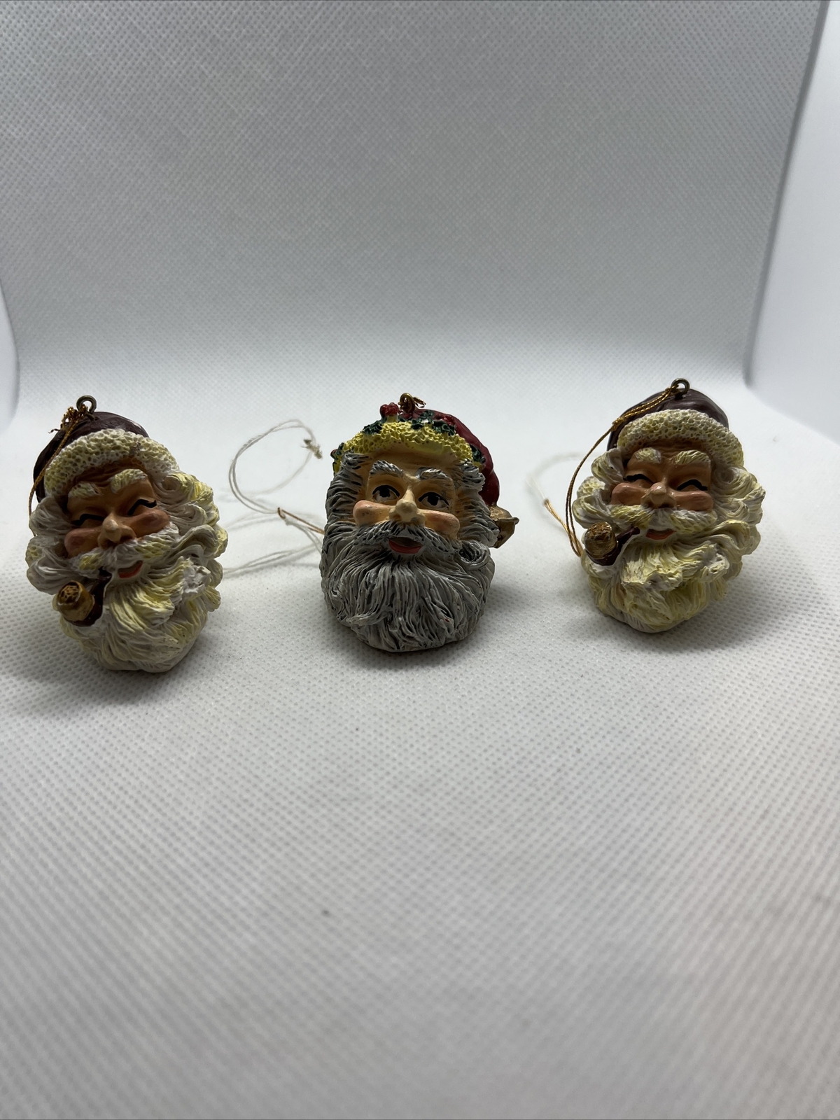 Lot of 3 Vintage Santa Head Christmas Ornaments Sculpted Ceramic-small ...