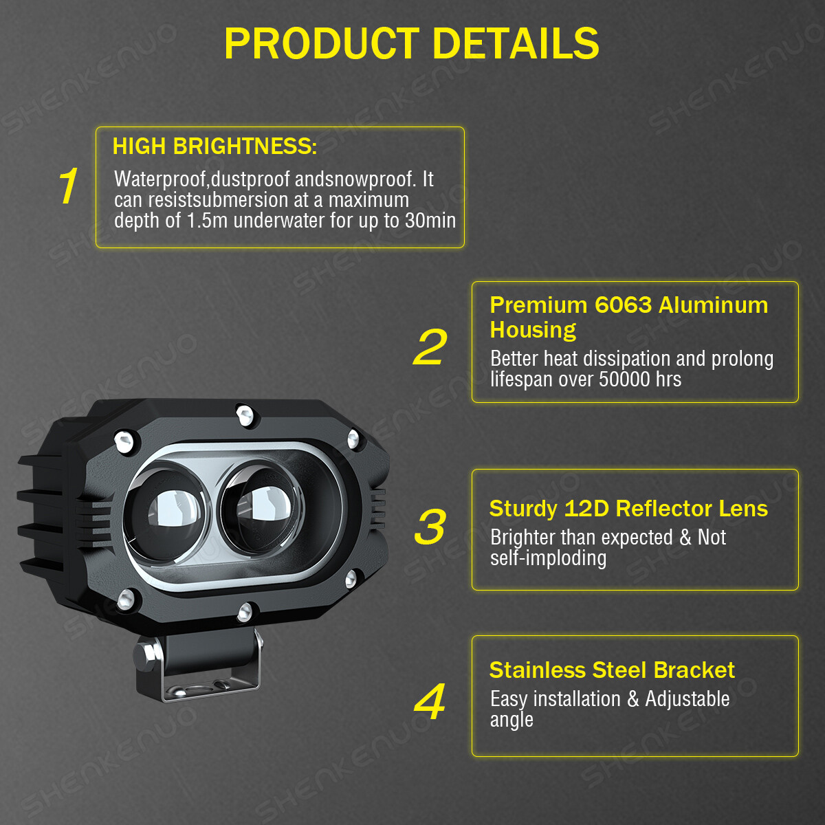 1Pc 4inch 30W LED Spot Beam Cube Fog Work Lights Pods Off Road SUV ATV ...