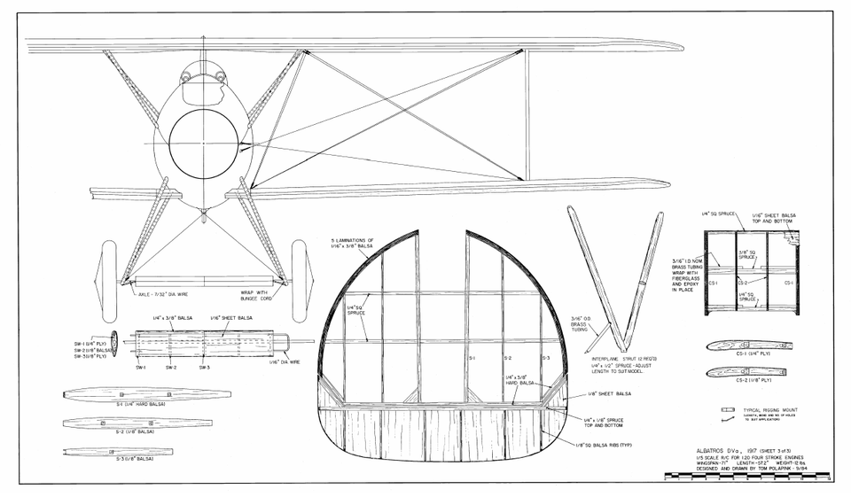 WWI Albatros DVa 71 inch Wing Span, Giant RC Model Digital PDF Plans | eBay
