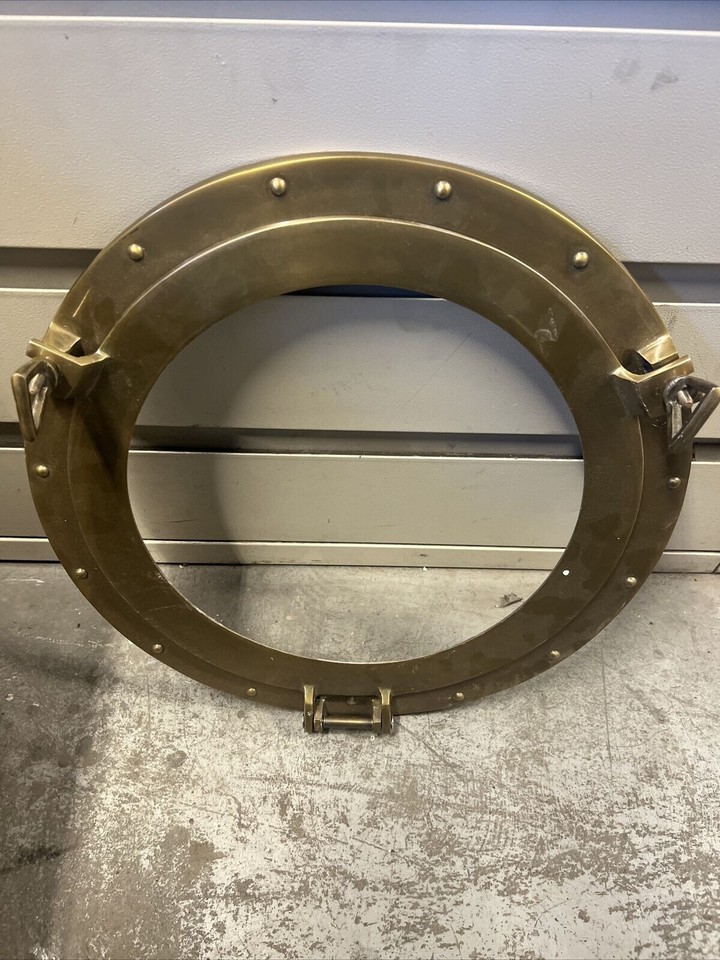 17 inches Brass Antique Finish Window Canal Boat Porthole Window Glass ...