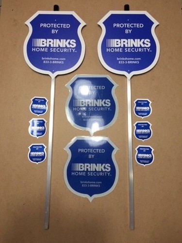 2 REFLECTIVE BRINKS Security Yard Signs + 6 Door/Window 2-sided Decals ...