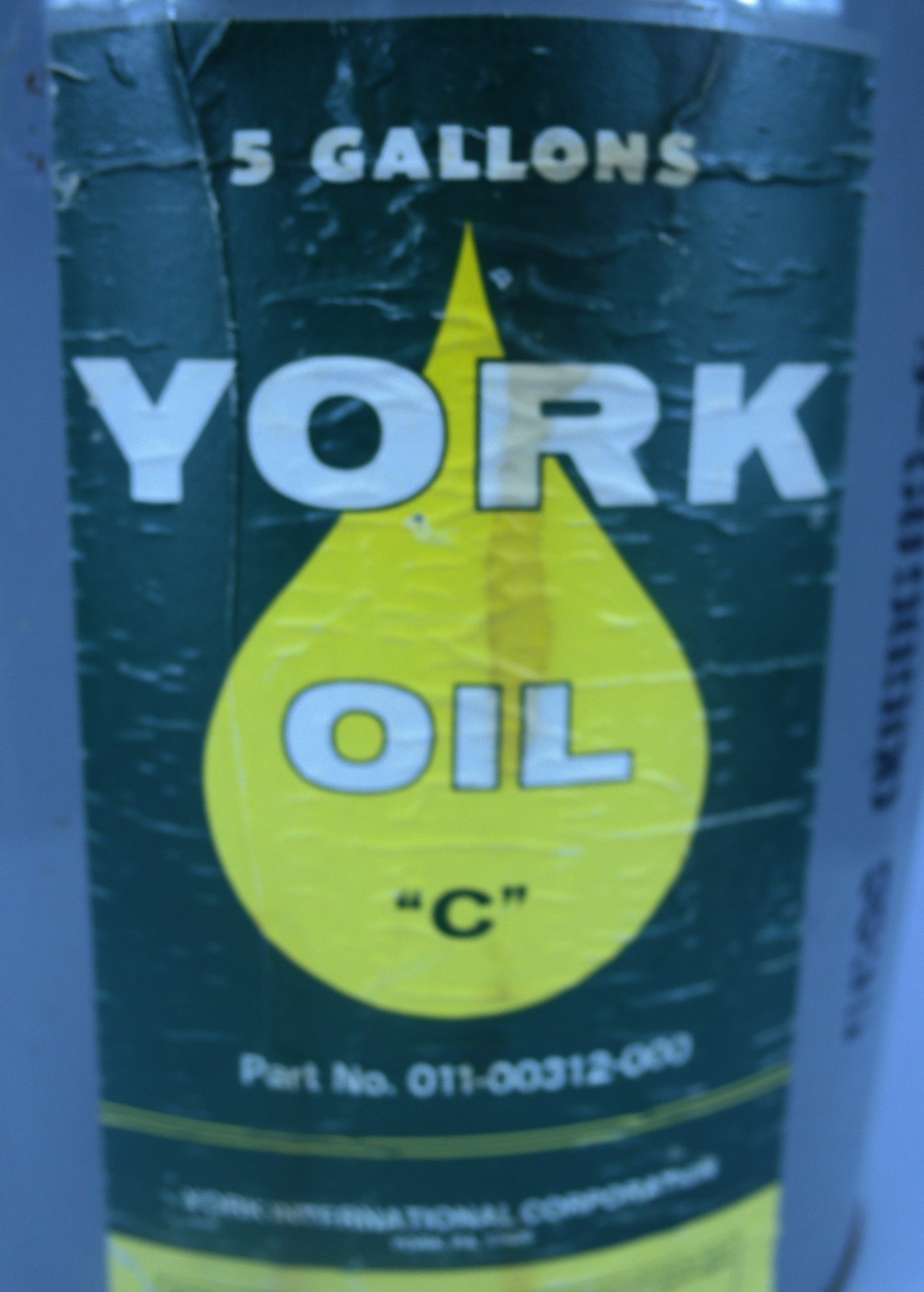 RARE - VTG York International Corp. PA 5-Gallon Round HVAC "C" Oil Can ...