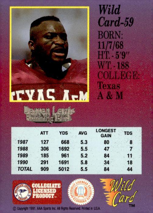 1991 Wild Card Draft #59 Darren Lewis | eBay