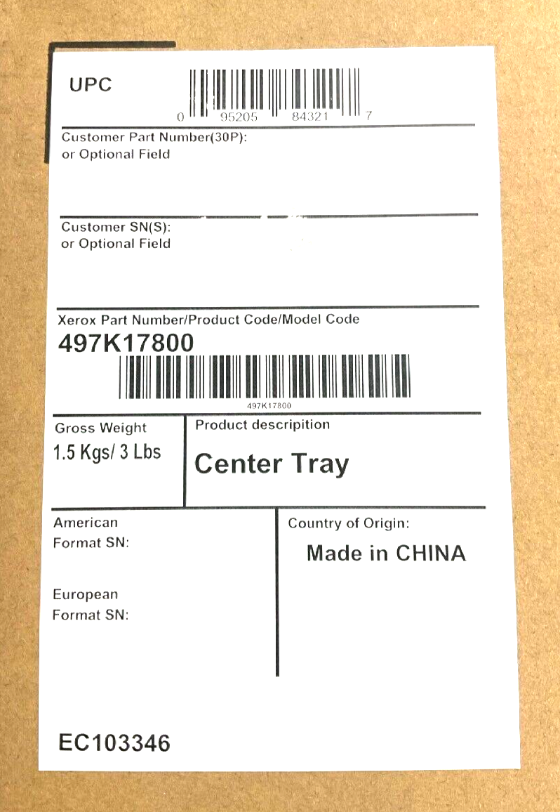 Xerox A3 497K17800 Dual Center Tray - Only Available on Desktop ...
