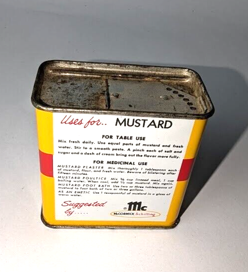 Vintage McCormick Double Super Fine Mustard Tin 1 1/4 oz size Yellow in ...