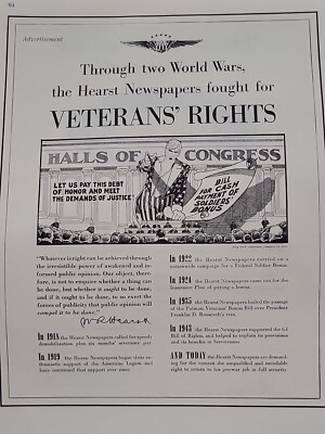 1945 Hearst Newspapers Veterans' Rights Fortune WW2 X-Mas Print Ad ...