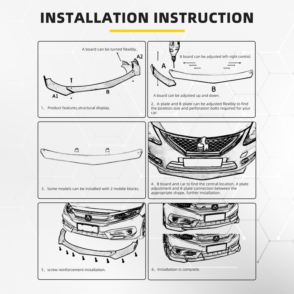 For Acura TLX Carbon Fiber Front Bumper Lip Splitter Spoiler Body Kit ...