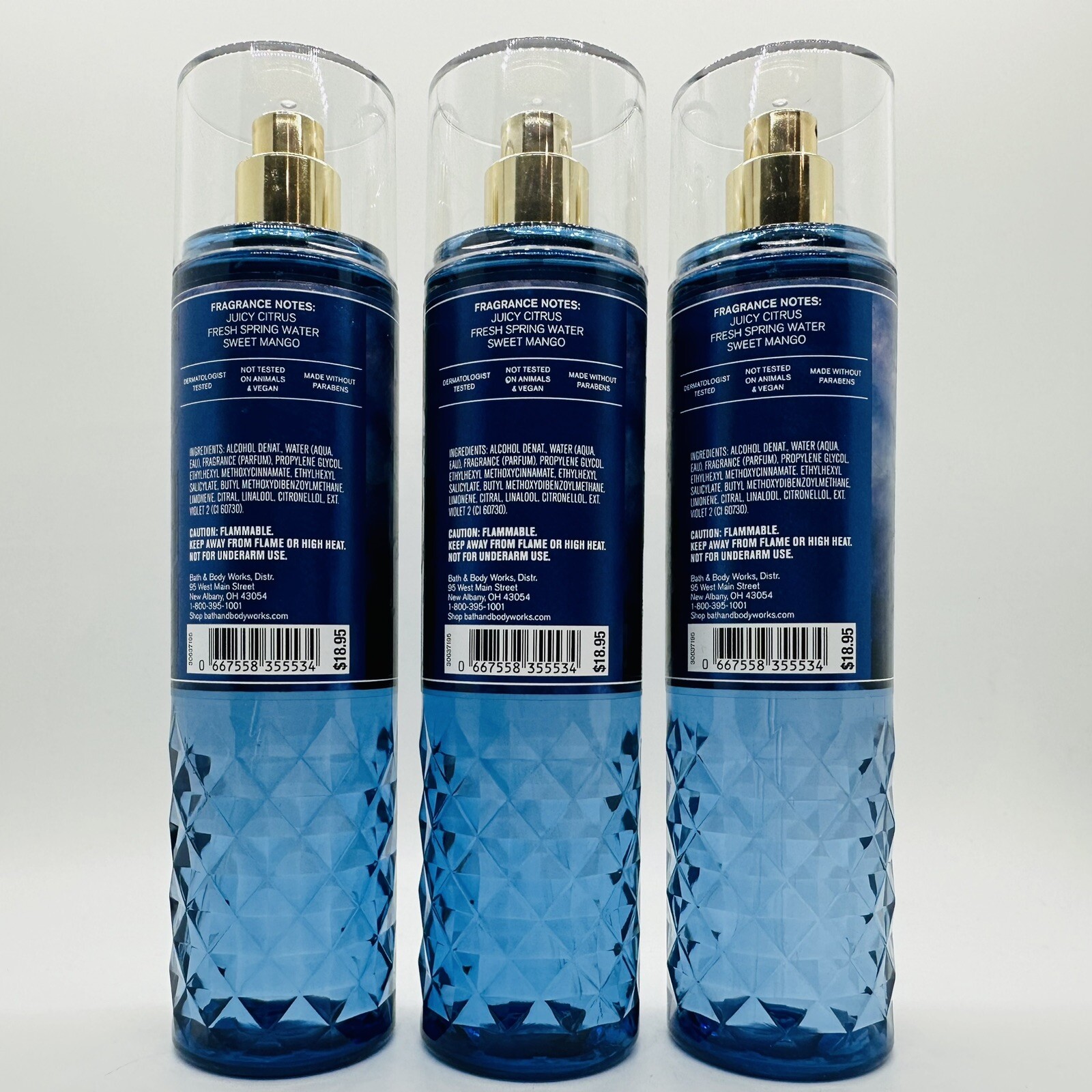 NEW! 3-PACK BATH & BODY WORKS MIDNIGHT BLUE CITRUS FINE FRAGRANCE MIST ...