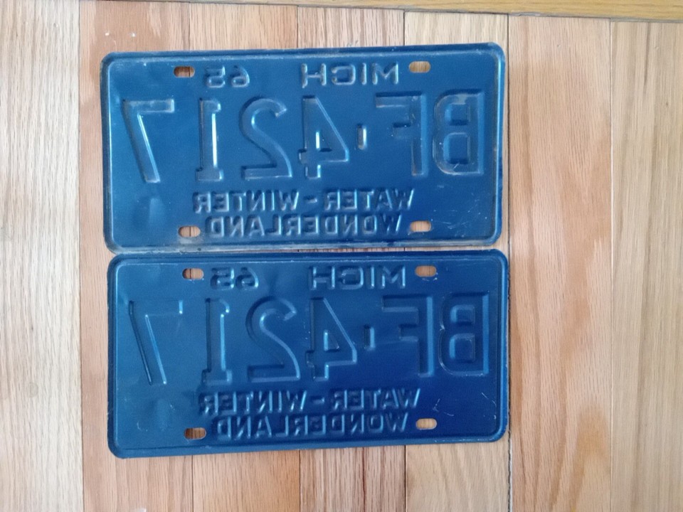 1965 Michigan License Plate Pair Water Winter Wonderland | eBay