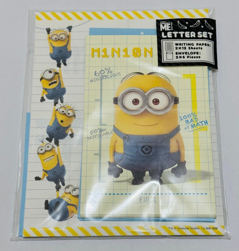 Despicable Me Minion Letter Set Writing paper x 12pcs x 2 & Envelope x ...