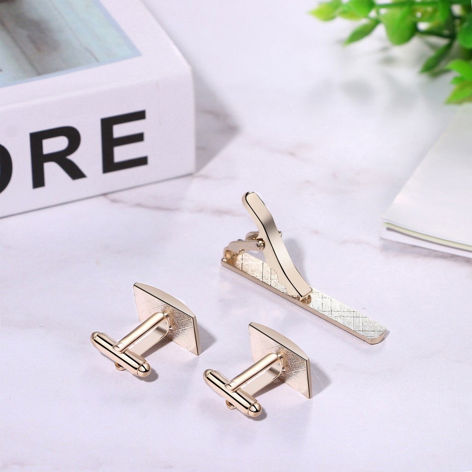 Men's Tie Clasp Cufflinks Set Business Wedding Shirts Cuff Links ...