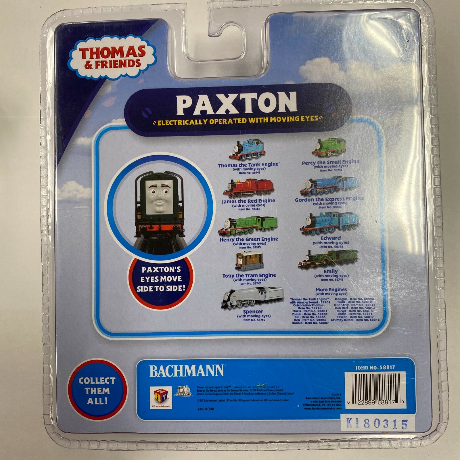 Bachmann 58817 Paxton with moving eyes HO scale Thomas and Friends | eBay