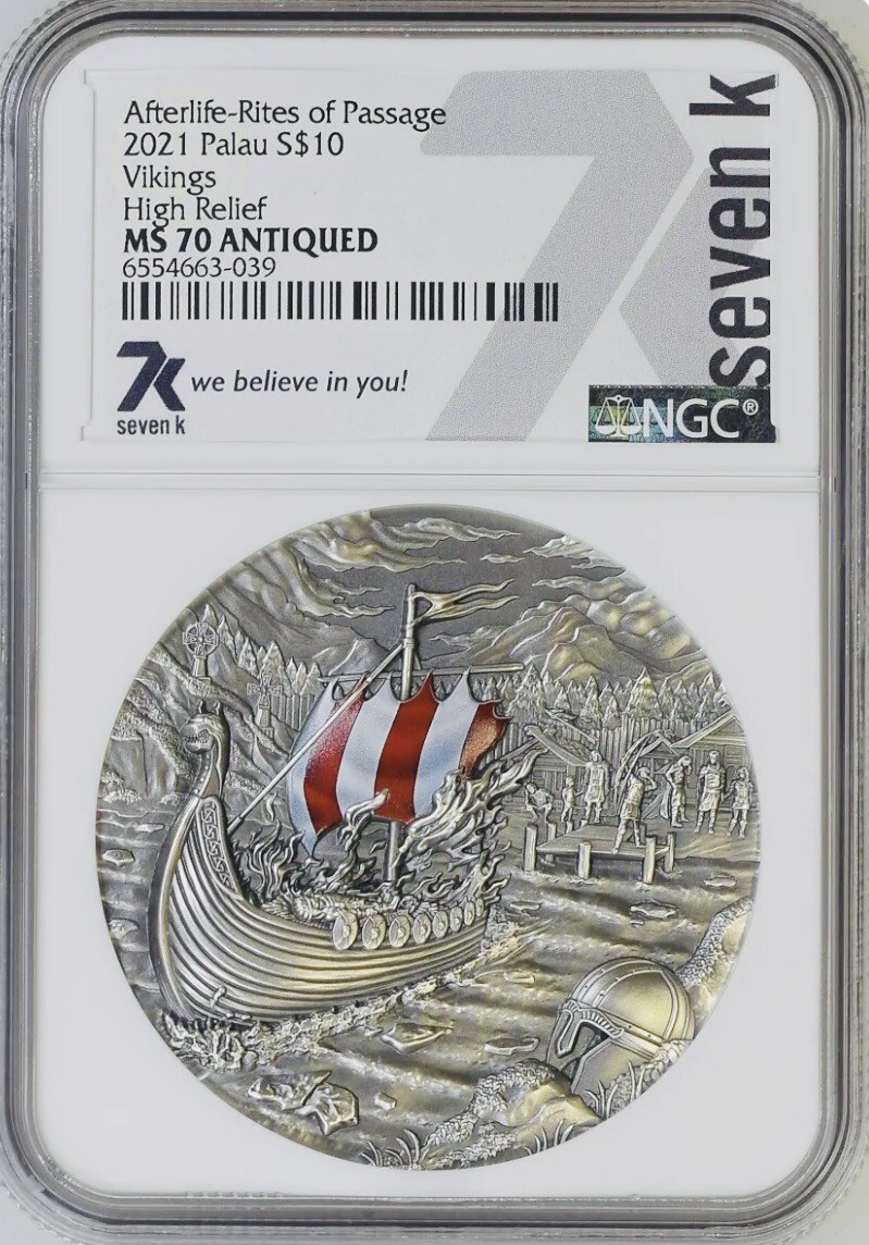 7K Metals 2021 Palau Vikings Afterlife Rites of Passage 2oz Silver MS70 ...
