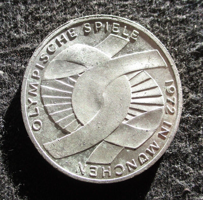 SILVER COMMEMORATIVE 10 MARK 1972 G COIN GERMANY -XX SUMMER OLYMPIC ...